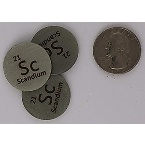 Scandium (Sc) 24.26mm Metal Disc 99.9% Pure for Collection or Experiments