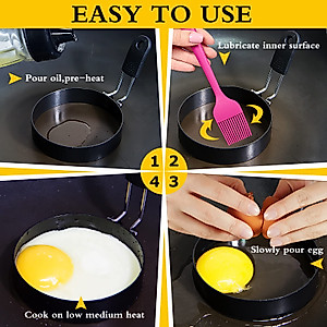 LXLOVESM 3 packs 3.5'' Egg Rings Set with Silicone Handle, Stainless Steel Egg Cooking Rings，Nonstick，For Frying Eggs and Egg Mcmuffins, Egg Mold For Breakfast