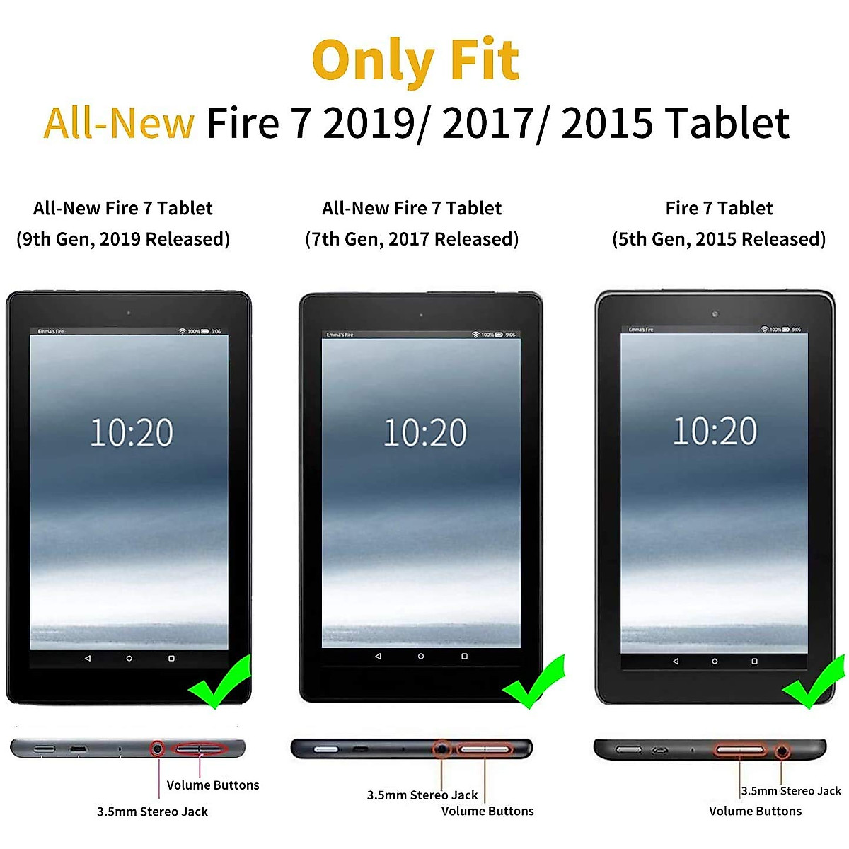 Case Fits Kindle Fire 7 Tablet (9th/7th Generation, 2019 Release), PU Leather Folio Protective Case Stand Shell Back Cover with Auto Sleep/Wake, Magic Map Vintage