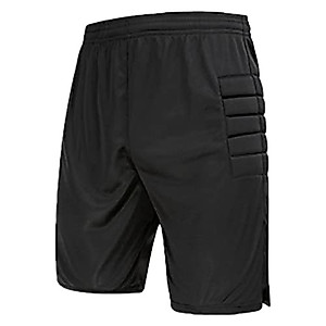 inhzoy Boys Goalkeeper Football Jersey Top and Shorts Sponge Pad Protective Soccer Goalie Keeper Uniform Kit Agate Red 8-10 Years