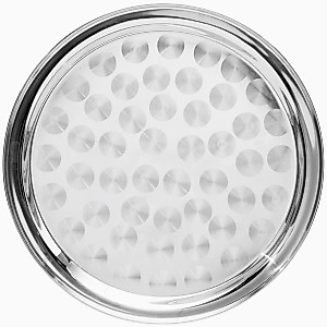 14" Stainless Steel Round Tray with Swirl Pattern, Serving/Display Tray by Tezzorio