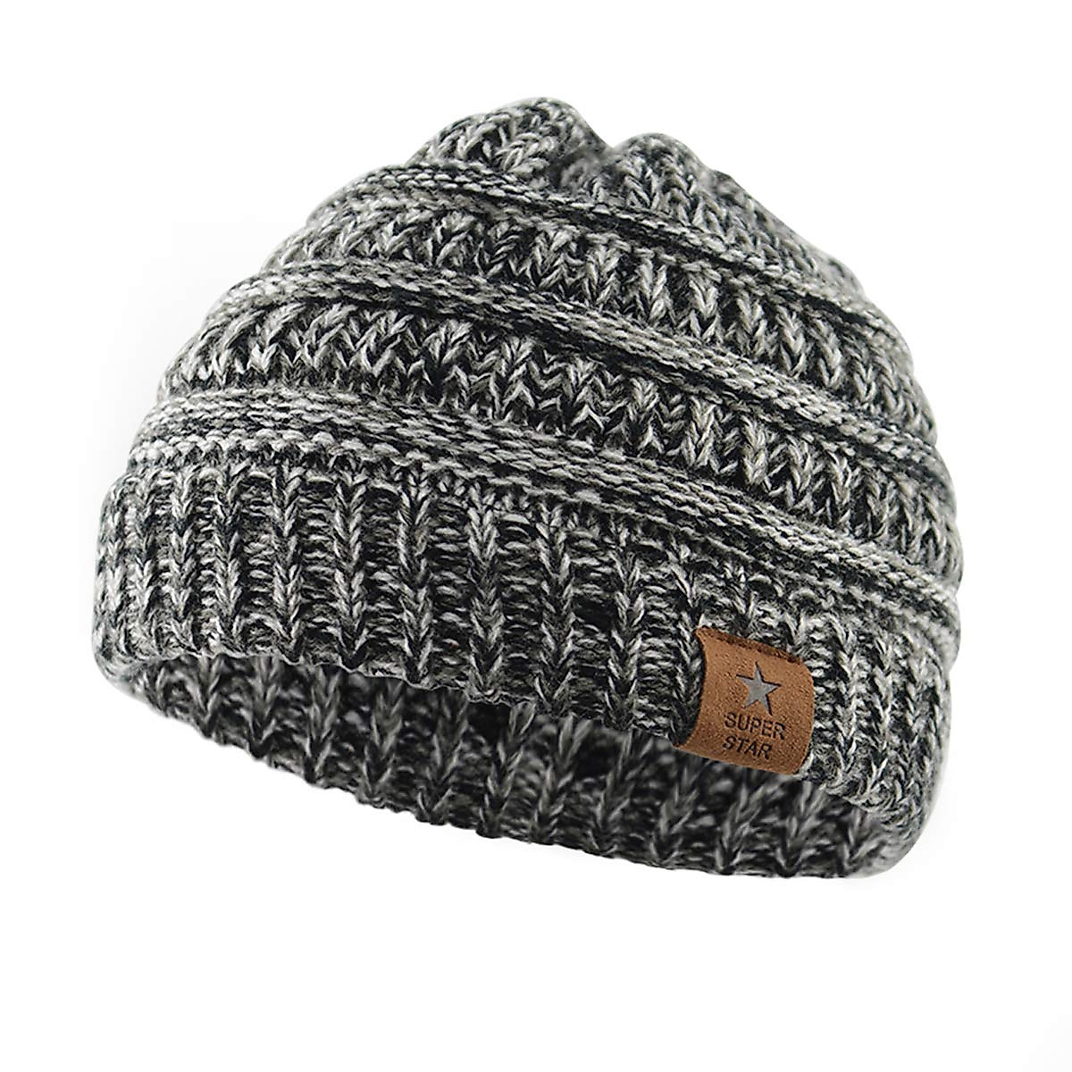 Zando Baby Beanies Infant Toddler Winter Hat Soft Warm Knit Hats Caps for Boys Black, Light Grey, Black White One Size