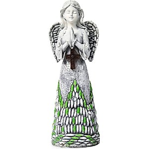 VP Home Praying Angel with Cross Angel Decorations for Home Solar Powered LED Outdoor Decor Garden Light Angel Statues and Figurines for Home, Patio, Yard Art