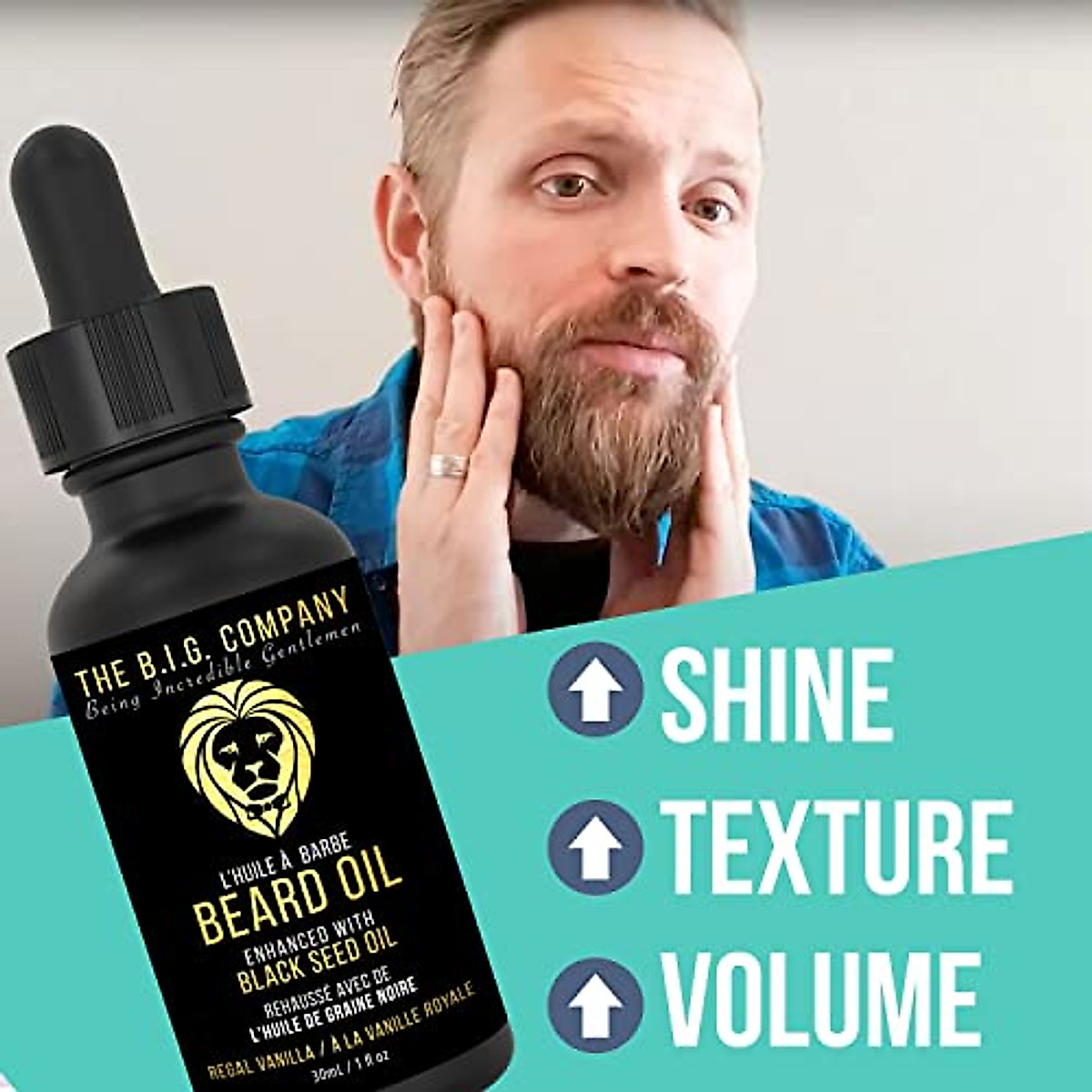 Beard Oil for Men - Beard Conditioner is a Softener for Coarse Dry Beards - Supports Natural Growth - Enhanced with Black Seed Oil - Eliminates Dandruff - Regal Vanilla Scented - The B.I.G. Company