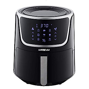 GoWISE USA GW22956 7-Quart Electric Air Fryer with Dehydrator & 3 Stackable Racks, Led Digital Touchscreen with 8 Functions + Recipes, 7.0-Qt, Black/Silver