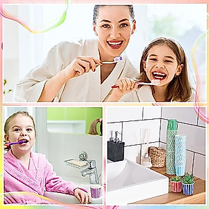 Dandat 1200 Pcs 3 oz Bathroom Paper Cups, Disposable Mouthwash Cups, Small Coffee Espresso Cup, Colorful Party Supplies for Snack, Dessert, BBQ, Picnic, Party, Home Events (Stripe)