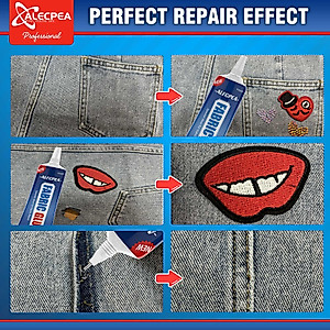 60ML Fabric Glue, Strong Fabric and Leather Adhesive, Waterproof Fabric Glue Permanent Clear Washable for All Fabrics, No Sew Solution, Washer/Dryer Safe