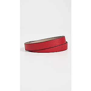 Tory Burch Women's 1" Miller Reversible Belt, Red Apple/Gray Heron/Gold, M