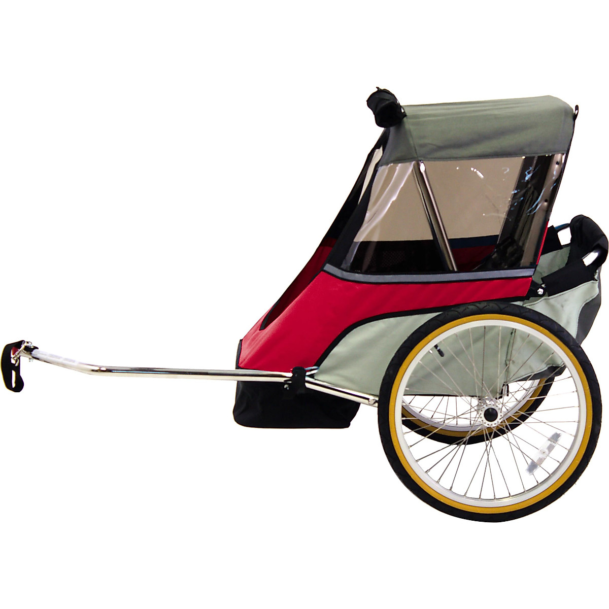 WIKE Children's Junior Bike Trailer: for 1-2 Kids Under 3'10"/100lbs max - Built-in roll cage, Stainless Steel towbar, 5-Point Restraints, Large Cargo Space, roll-up Bug and rain Screens, Safety Flag