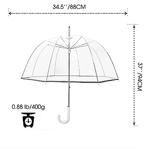 Kung Fu Smith Bubble Clear Umbrella for Weddings, Bulk Large Adult Transparent Umbrella Windproof Dome Rain Bubble Umbrella