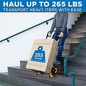Mount-It! Stair Climber Hand Truck and Dolly, 330 Lb Capacity Heavy-Duty Folding Trolley Cart with Telescoping Handle and Rubber Wheels, Stair Climbing Dolly for Home, Office, Commercial & Industrial