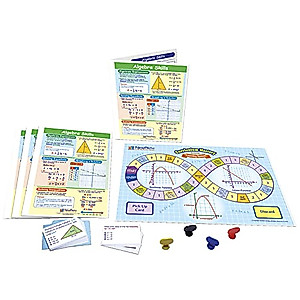 NewPath Learning 23-6980 Algebra Skills Learning Center Game (Grades 6-9) - Game Board, 30 Illustrated Game Cards and Four 4-Panel, Laminated “Write-On/Wipe-Off” Learning Guides
