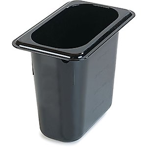 Carlisle FoodService Products Storplus Food Pan, Food Storage Container with Spoonable Corners for Catering, Buffets, Restaurants, Polycarbonate (Pc), 1/9 Size 6 Inches Deep, Black
