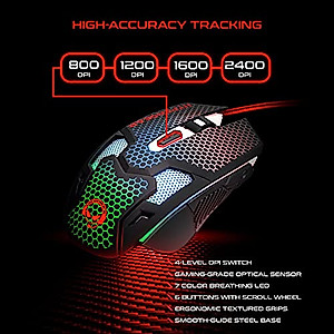 HyperGear 4-in-1 Gaming Kit RGB Backlit Gaming Keyboard, 4 Level DPI Switch Mouse, Stereo Gaming Headphones with Mic, Mousepad for PC in Game & Online Chat