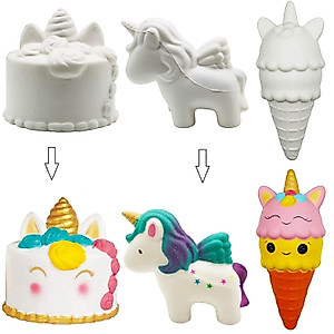 Korilave Squishies Toy Painting Kit for Girls DIY Art Crafts, Jumbo Slow Rising Blank Squishy Party Supplies Stress Anxiety Relief Toy for Kids 4 5 6 7 8 Years Old(27Pcs)