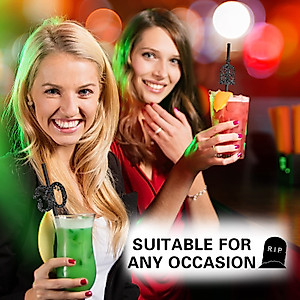 30 Pcs Rip to My 20s Birthday Decorations 30th Birthday Paper Straw Decor Birthday Straws Death to My 20s Decorations with Black Glitter Cut-out, 7.8 Inch (Classic Style)