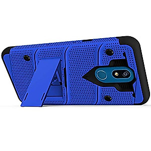ZIZO Bolt Series LG K40 Case | Military-Grade Drop Protection w/ Kickstand Bundle Includes Belt Clip Holster LG Harmony 3 Blue