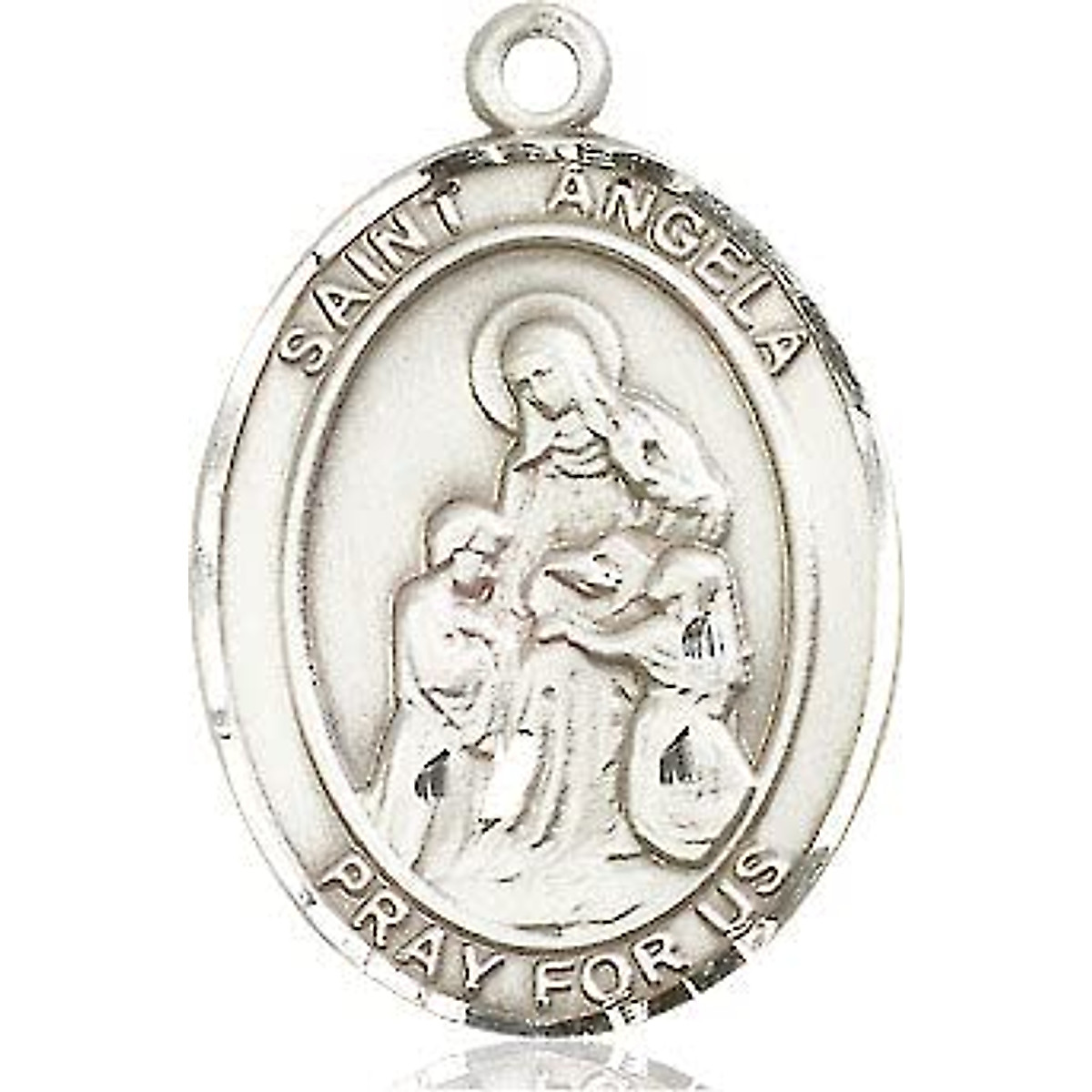 Extel Large Oval Pewter St. Angela Merici Medal, Made in USA