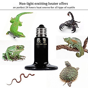 Zacro Reptile Heat Lamp 100W with One Digital Thermometer, Infrared Ceramic Heating Non-light Lamps Emitter 110V (Black)