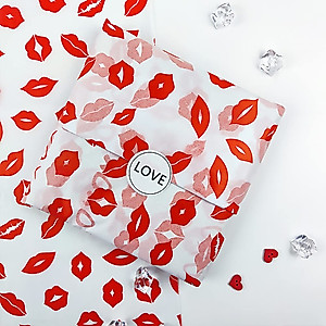 MORANTI Red Lips Pattern Bulk Tissue Gift Wrap 25 Sheets 19.7 Inch x 27.5 Inch for Birthday, Wedding, Anniversary, Valentine's Day Party Supplies