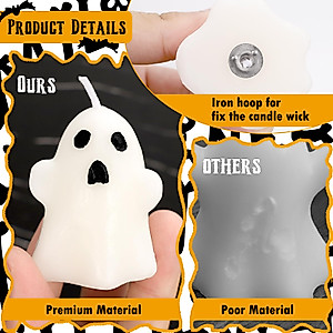 12 PCS Halloween Ghost Candles Spooky Candles White Floating Candles Halloween Decorative Tabletop Candle White Dripless Wax Burning Candles for Halloween Party
