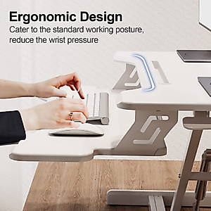 JYLH JOYSEEKER Standing Desk Converter 30 Inches Sit Stand Desk Riser, Height Adjustable Sit Stand Desktop Riser Workstation for Home Office with Keyboard Tray for Laptop, White