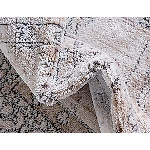 Rugs.com Oregon Collection Rug – 7' x 10' Ivory Low-Pile Rug Perfect for Living Rooms, Large Dining Rooms, Open Floorplans