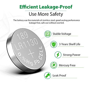 LiCB 40 Pack LR1130 AG10 Batteries 1.5V Alkaline Button Cell Battery