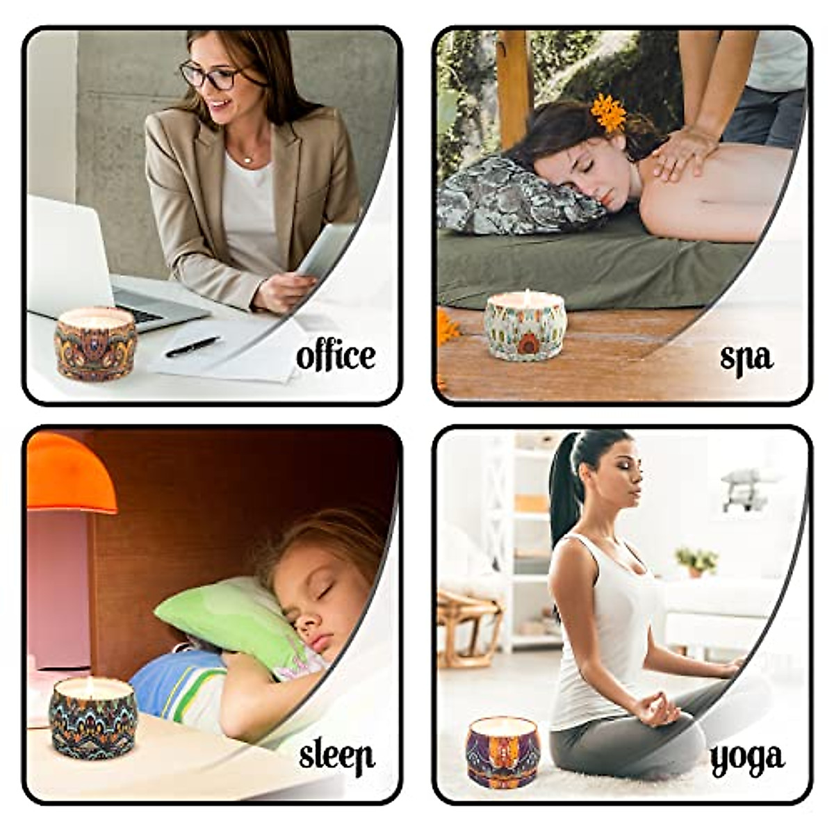 TEECOO Scented Candles Gift Set: 4 Pack Soy Wax Aromatherapy Candle 120H Burning Rose Lavender Vanilla Lemon Scent Candle Set for Home Scented Candle Gifts for Birthday Christmas Mother's Day Gift