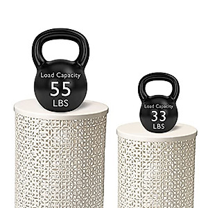 glitzhome Nesting Side Table Set of 2 Decorative Garden Stools for Indoor Outdoor Heavy Duty Metal Frame Modern End Table, Cream White
