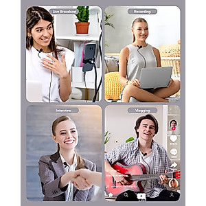 PoP voice Professional Lavalier Lapel Microphone Omnidirectional Condenser Mic for iPhone Android Smartphone,Recording Mic for Youtube,Interview,Video