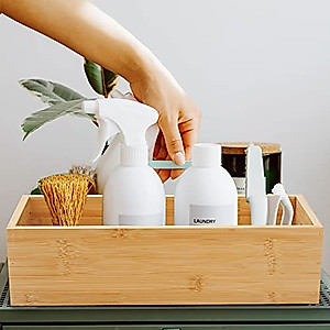 Bathroom Basket, 15 x 6 x 4 inch Toilet Paper Storage, Wood Basket Tray Organizer for Bathroom Vanity Counter Toilet Tank Topper