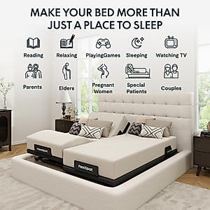 FLEXISPOT Adjustable Bed Frame Base Twin XL, Massage, Zero Clearance, Quick Assembly, Under-Bed Lights,Whisper Quiet Durable Motor, Zero Gravity, Mattress Holder, Anti-Snore, Wireless Remote.