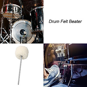 lovermusic Lovermusic 19.4x0.6cm Stainless Steel Shaft Bass Kick Drum Beater White Felt Pedal Beater Head Drum Instrument Accessories