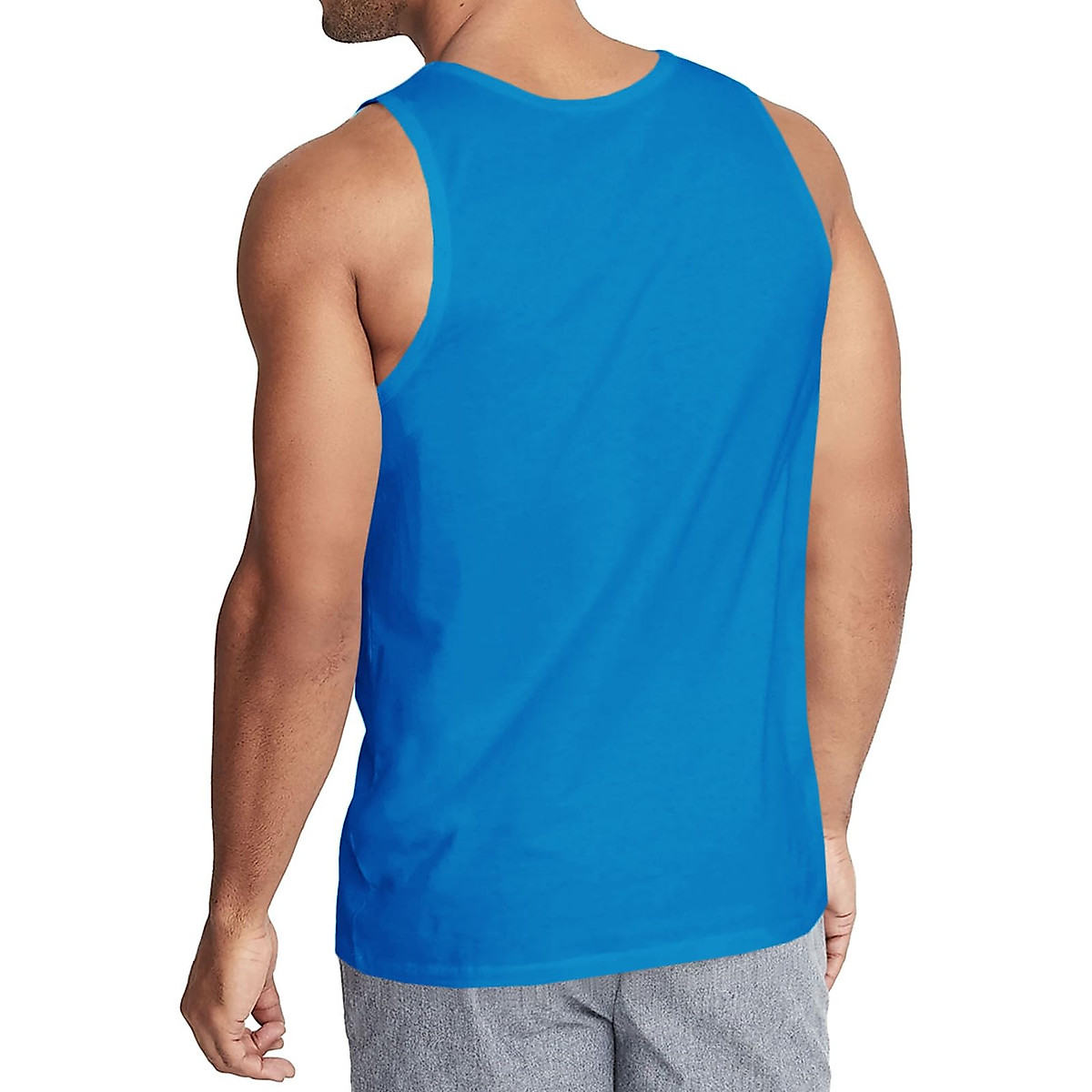 ZIWOCH Men Tank Top Sleeveless Shirts Muscle Workout Crewneck Tee Tops Blue