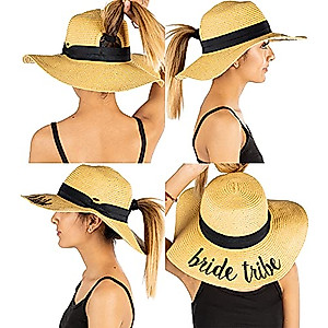 Funky Junque Messy Bun Sun Hat Bundle - 1 Bride, 6 Bride Tribe (7 Pack)