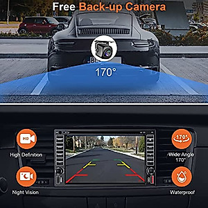 Double Din Car Stereo Radio With CD/DVD Player, Voice Control Carplay & Android Auto, 7 inch Car Audio With HD Touchscreen, Bluetooth, Mirror Link, Backup Camera, SWC, FM/AM, USB/SD, A/V Input (Black)