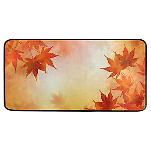 Thanksgiving Day Rugs Thanksgiving Autumn Leaves Golden Maple Rugs for Kitchen Bathroom Christmas Decorative Doormat Small Carpet Mat 39 x 20 inch