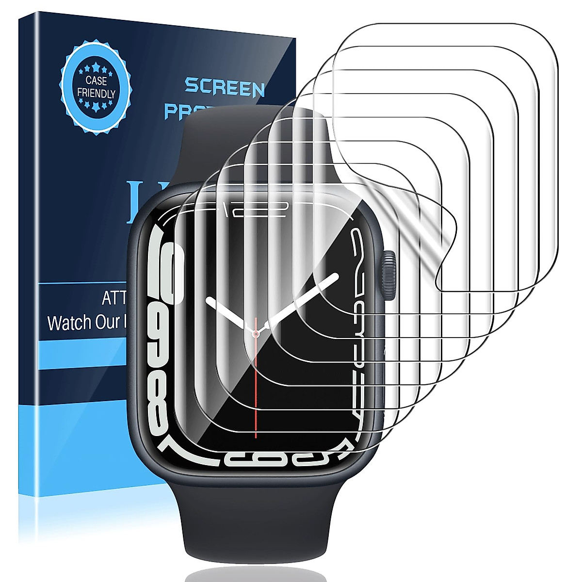 LK [8 Pack Apple Watch 40mm Screen Protector Compatible for Apple Watch Series 6/5 / SE 2 / SE 40mm Series 7 41mm, Self-Healing TPU Material, Scratch-Resistant, Bubble-Free, Ultra-Thin Film, Clear