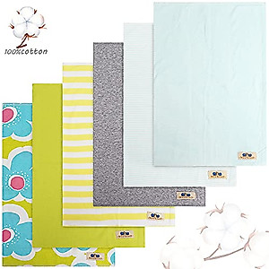 BlueSnail 6 Pack Large Baby Burp Cloths, Ultral Absorbent and Soft Double Layered Burping Cloths (Green+Gray Set)