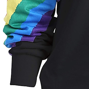 Black Sweatshirt Women Rainbow Print Tops Off Shoulder Long Sleeve t Shirt