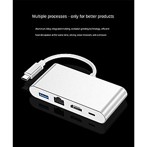WJCCY Type-C to HDMI-Compatible Four in One Converter Network Card Hub Docking Station HDMI-Compatible/USB Splitter 3.0 Hub