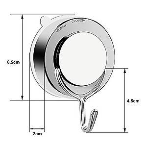 Powerful Vacuum Suction Cup Hooks, 2 Pack Heavy Duty Removable Waterproof Shower Hooks for Towel Bathrobe Coat, Strong Stainless Steel Hooks for Bathroom Kitchen, No Drilling Towel Hanger