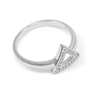The Collegiate Standard Delta- Geometric inspired Triangle Sterling Silver Ring with CZs (5)