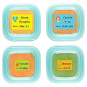 Baby Daycare Labels, Removable Write-On Date Labels for OXO Tot Baby Blocks Food Storage Containers, Trays, Jars, Freezer & Dishwasher Friendly, for Infants & Babies