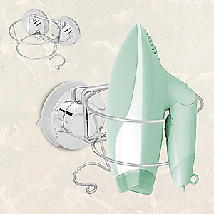 MAGT Hair Dryer Holder, Stainless Steel Suction Cup Wall Mounted Hair Dryer Stand for Bathroom