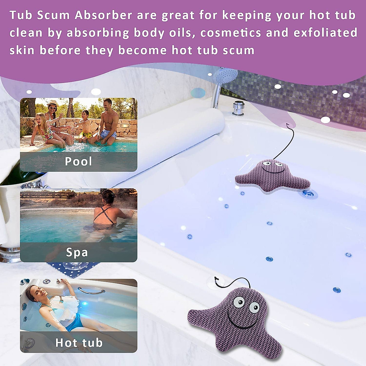 Twin Pack Hot Tub Scum Absorber - Absorbs Scum, Oils, and Residues for Clearer Hot Tub Water，Must Have hot tub Accessories for Adults and Kids
