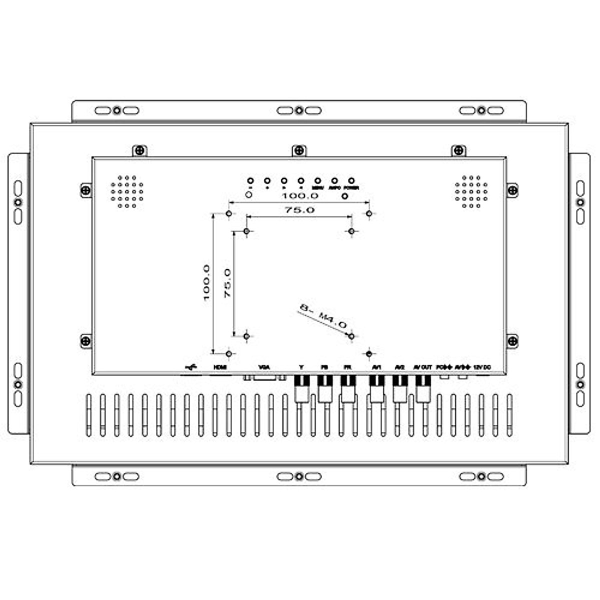 YILETEC 15.6" METAL OPEN FRAME YL-156OFCT 16:9 1080P CAPACITIVE MULTI-TOUCH SCREEN WITH HDMI,VGA AND COMPOSITE INPUT