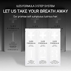 Iles Formula Discovery + Travel Kit: Cleanse, Repair, and Protect All Hair Types, Haute Performance Shampoo + Conditioner + Finishing Serum & Comb, 4 Sachets