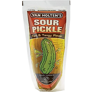Van Holten's Pickle In-a Pouch Variety Pack, 12 pickles, 3 of each Flavor of Kosher, Dill, Hot & Spicy and Sour Ready to Eat Single Serve Pickles in their own pouch! No Refrigeration needed.